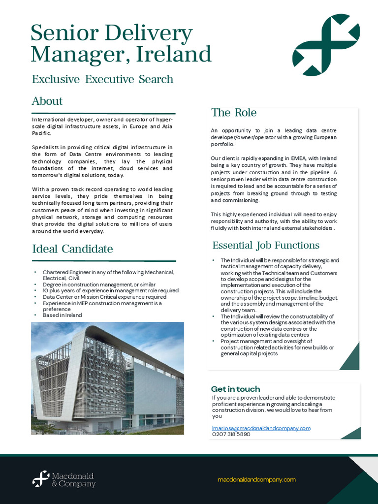 Senior Delivery Manager | PDF | Engineering | Business