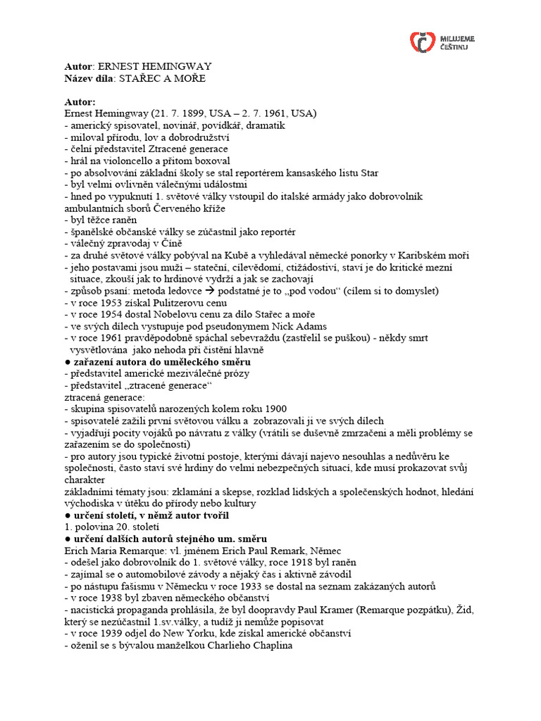 Ernest Hemingway - Starec A More | PDF