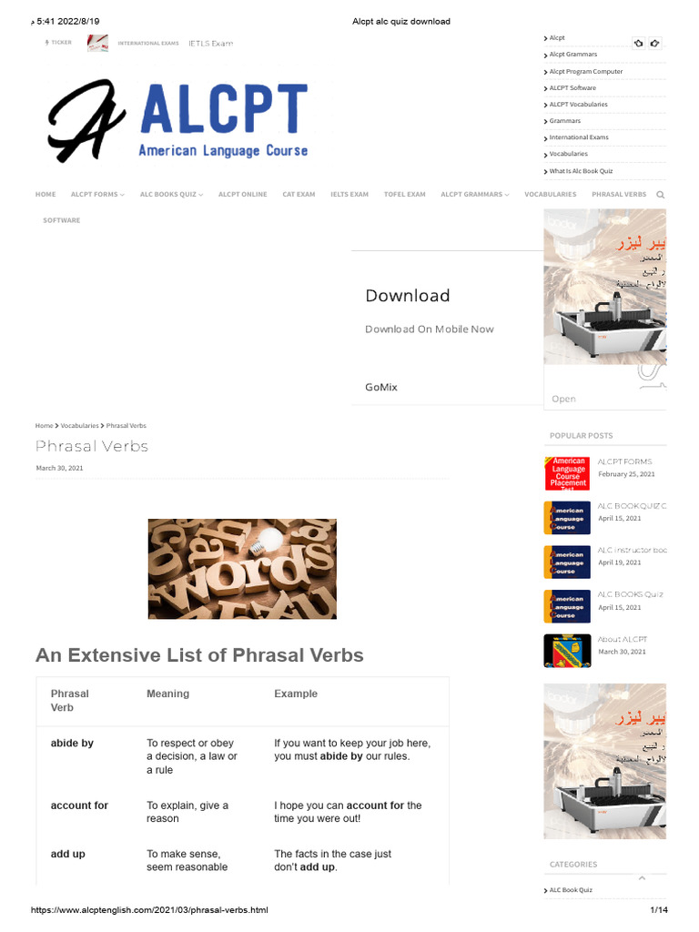 ALCPT Phrsal Verb | PDF