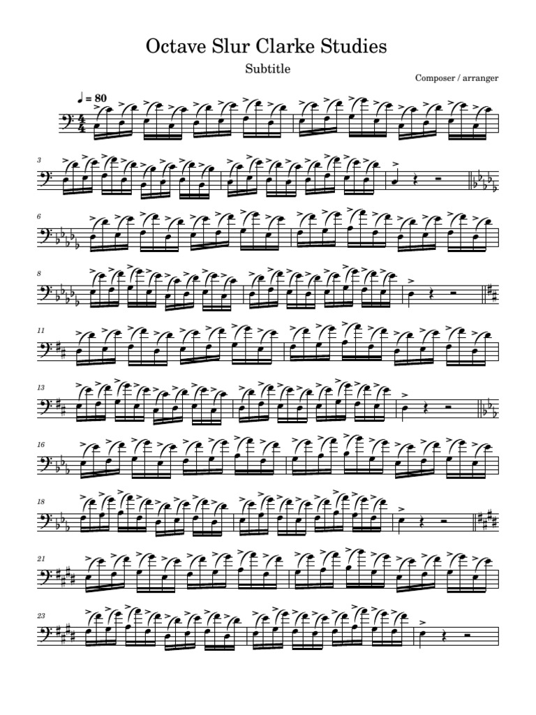 Octave Slur Clarke Studies | PDF
