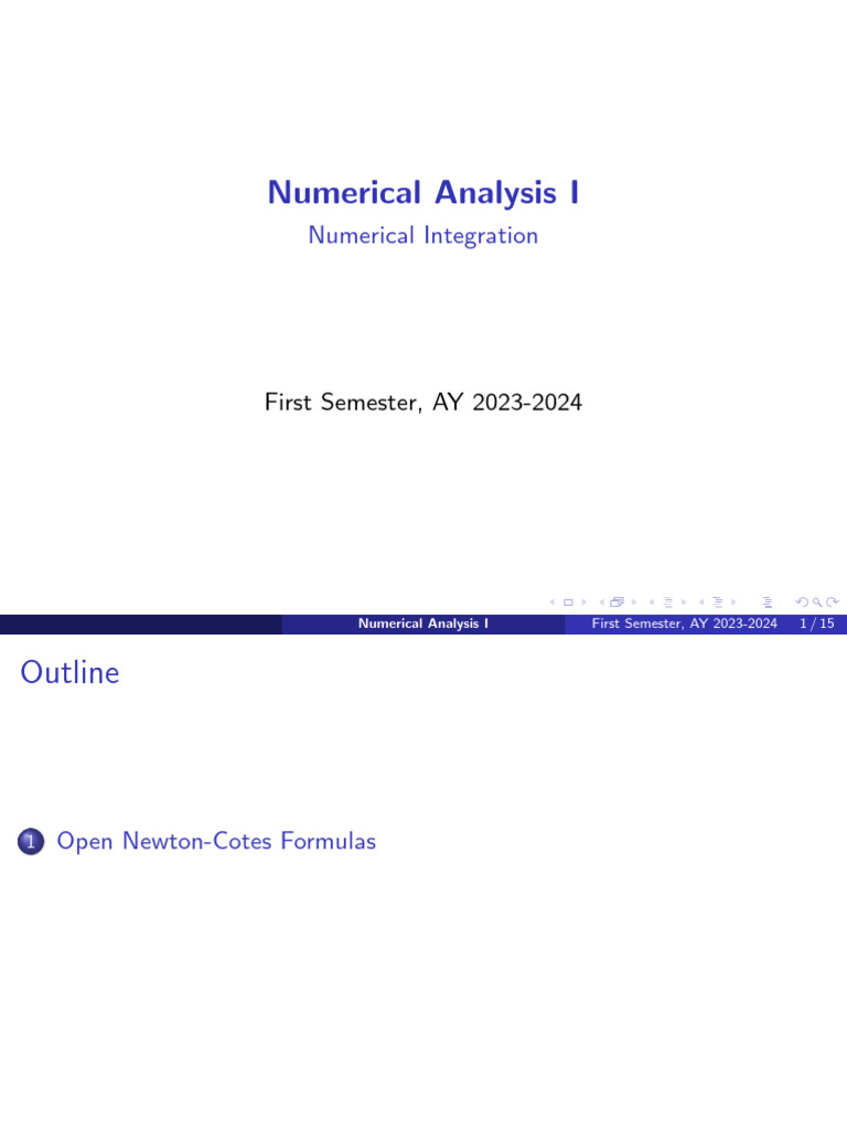Week 12 - Numerical Integration (Open Formula and Improper Integrals ...