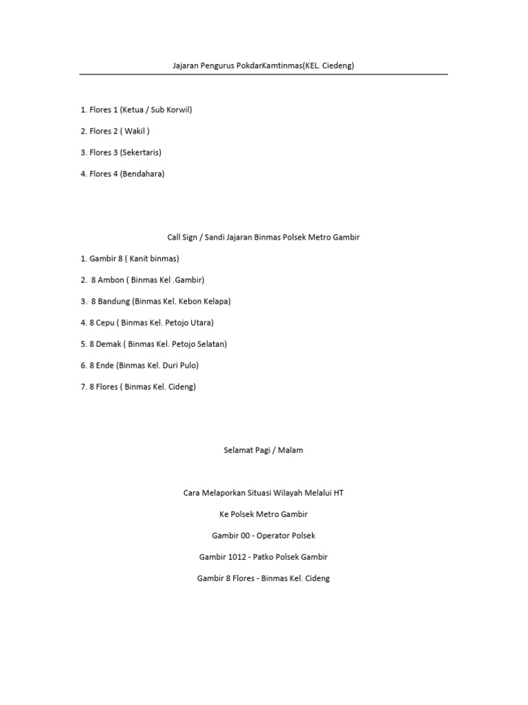 Jajaran Pokdar Cideng | PDF