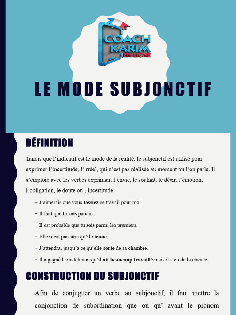 Le Mode Subjonctif-1 | PDF