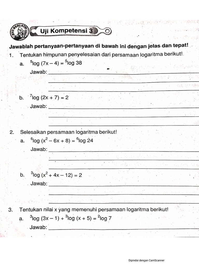 Latihan Soal Persamaan Logaritma-1 | PDF