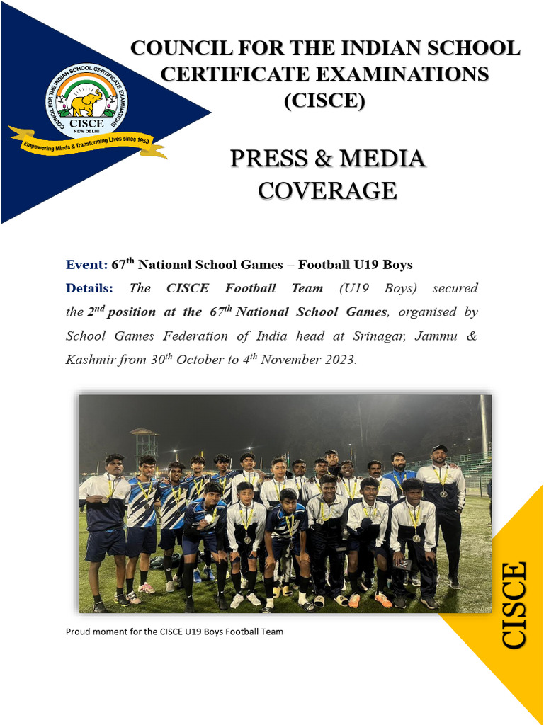 CISCE U19 Boys Football NSG | PDF
