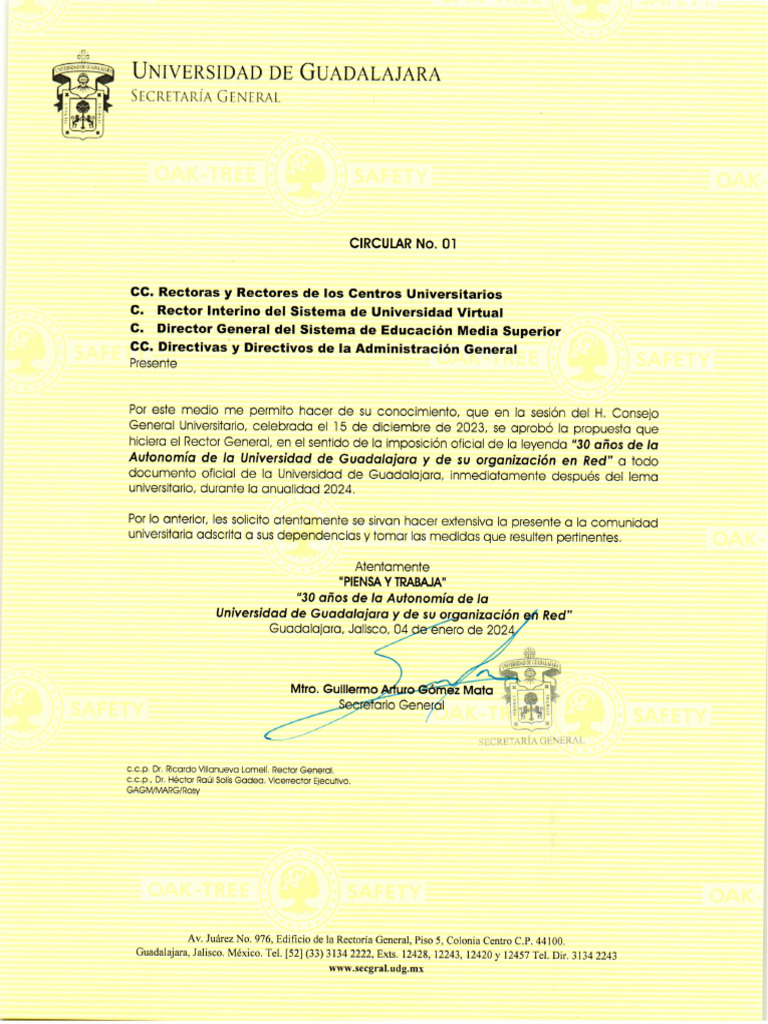 Circular 01 - 2024 | PDF