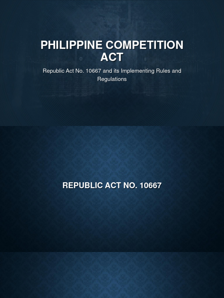 Philippine Competition Act | PDF | Finance & Money Management