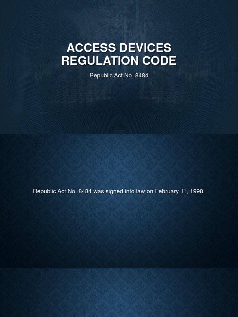 RA 8484: Access Device Regulation Overview | PDF | Credit Card | Money