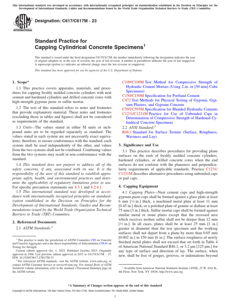 Astm C617 - C617M-23 | Download Free PDF | Concrete | Cement