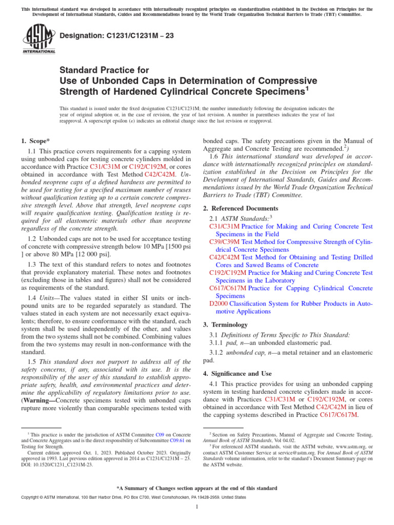 Astm C1231 - C1231M-23 | PDF
