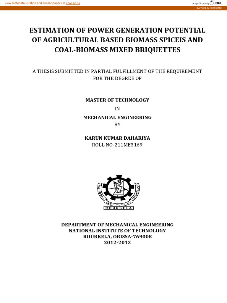Estimation of Power Generation Potential of Agricultural Based Biomass ...
