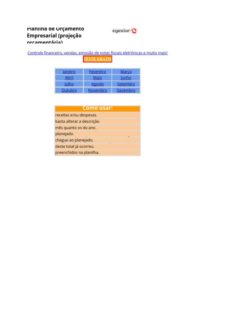 1675949424344Planilha de or%C3%A7amento Empresarial | PDF | Orçamento ...