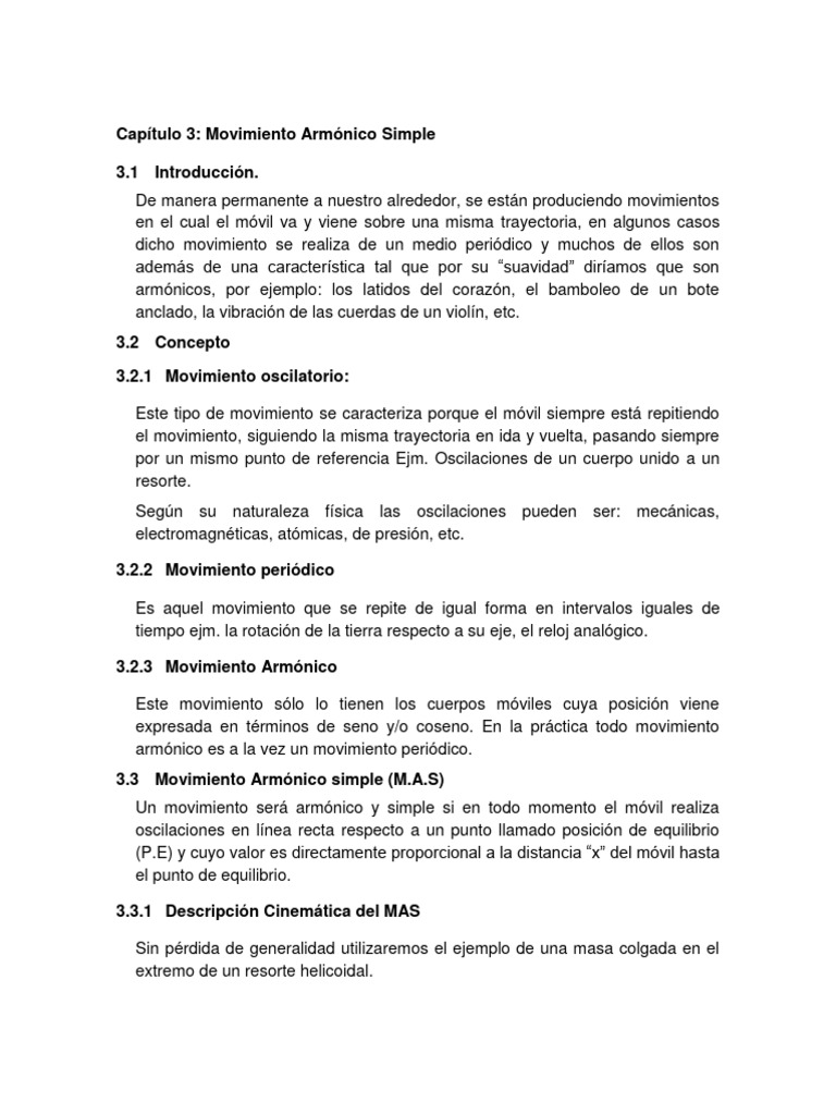 Movimiento Armónico Simple: Conceptos y Aplicaciones | PDF | Oscilación | Mecánica