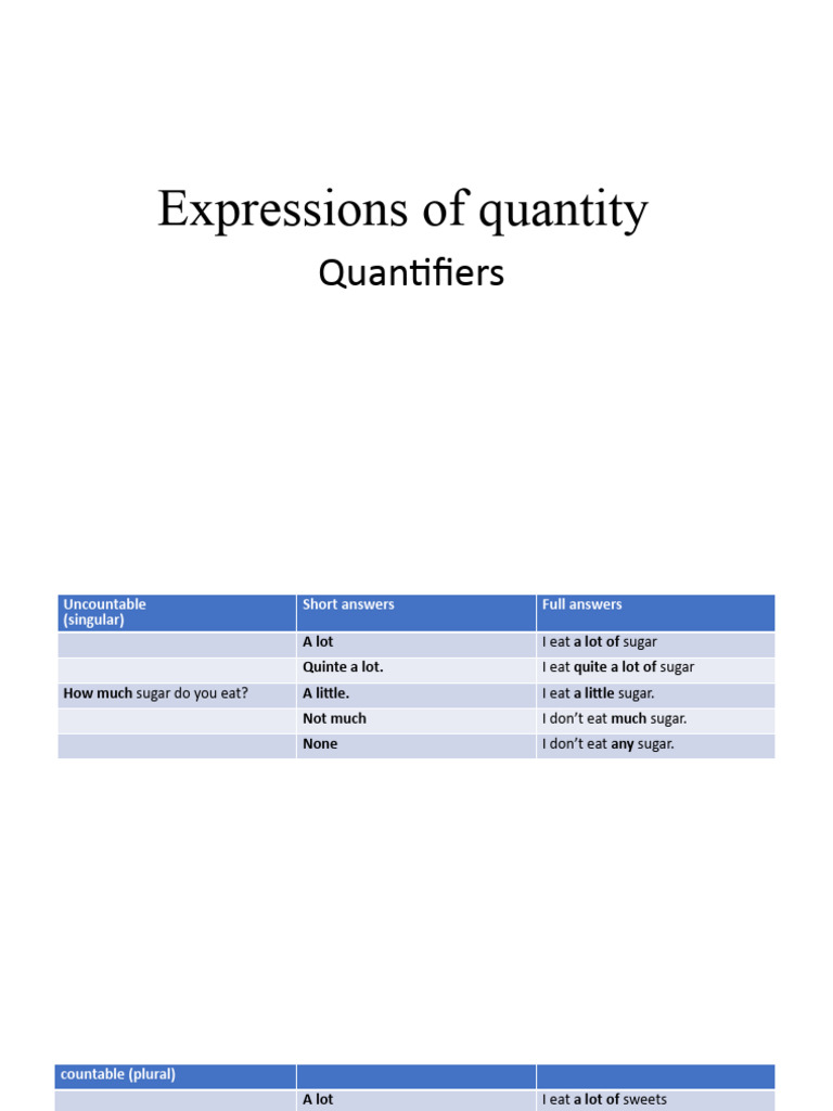 Expressions of Quantity | PDF