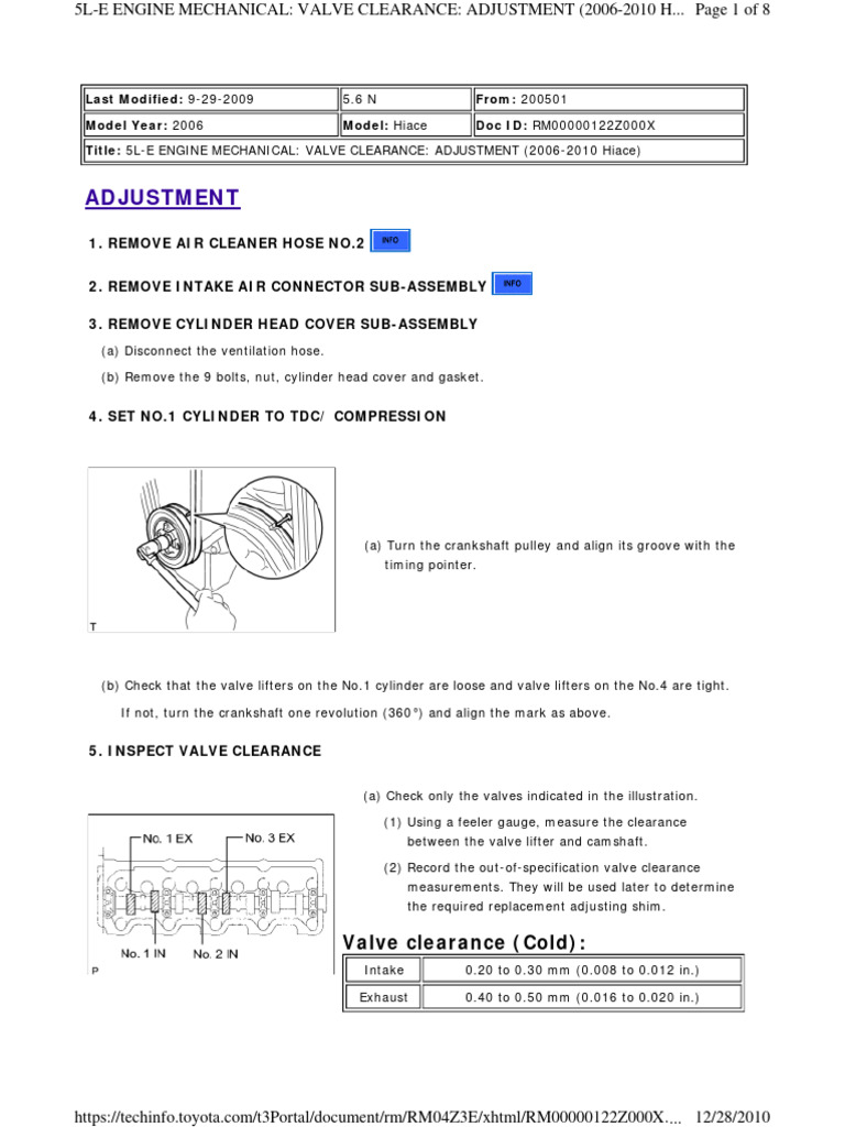 VALVE CLEARANCE ADJUSTMENTl | PDF