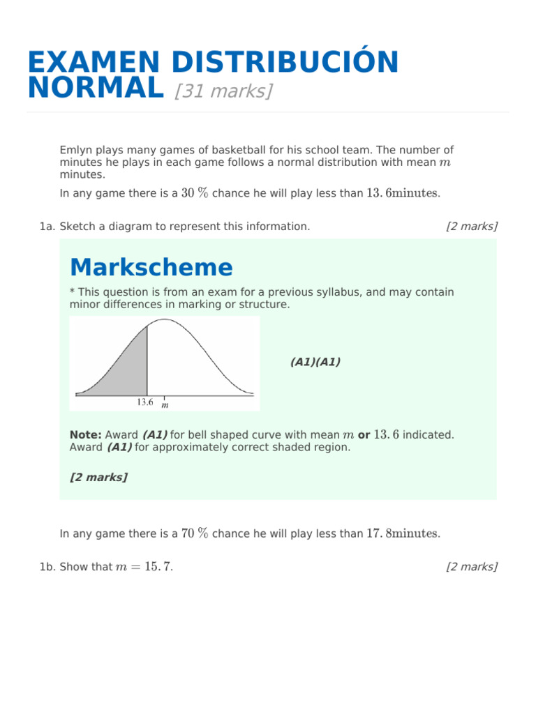 Examen Distribuci N Normal Solucionario | PDF