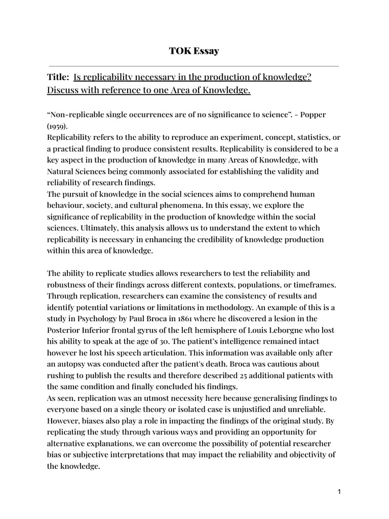 TOK Essay - Final | PDF