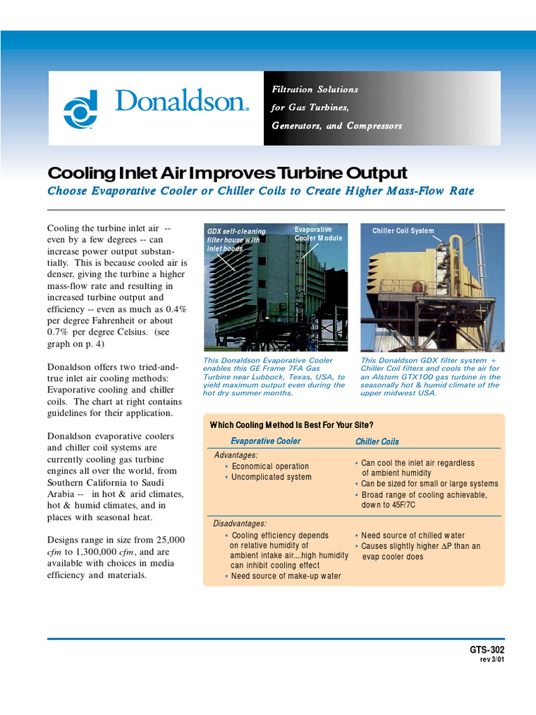 Inlet Cooling Systems | PDF | Gas Turbine | Filtration