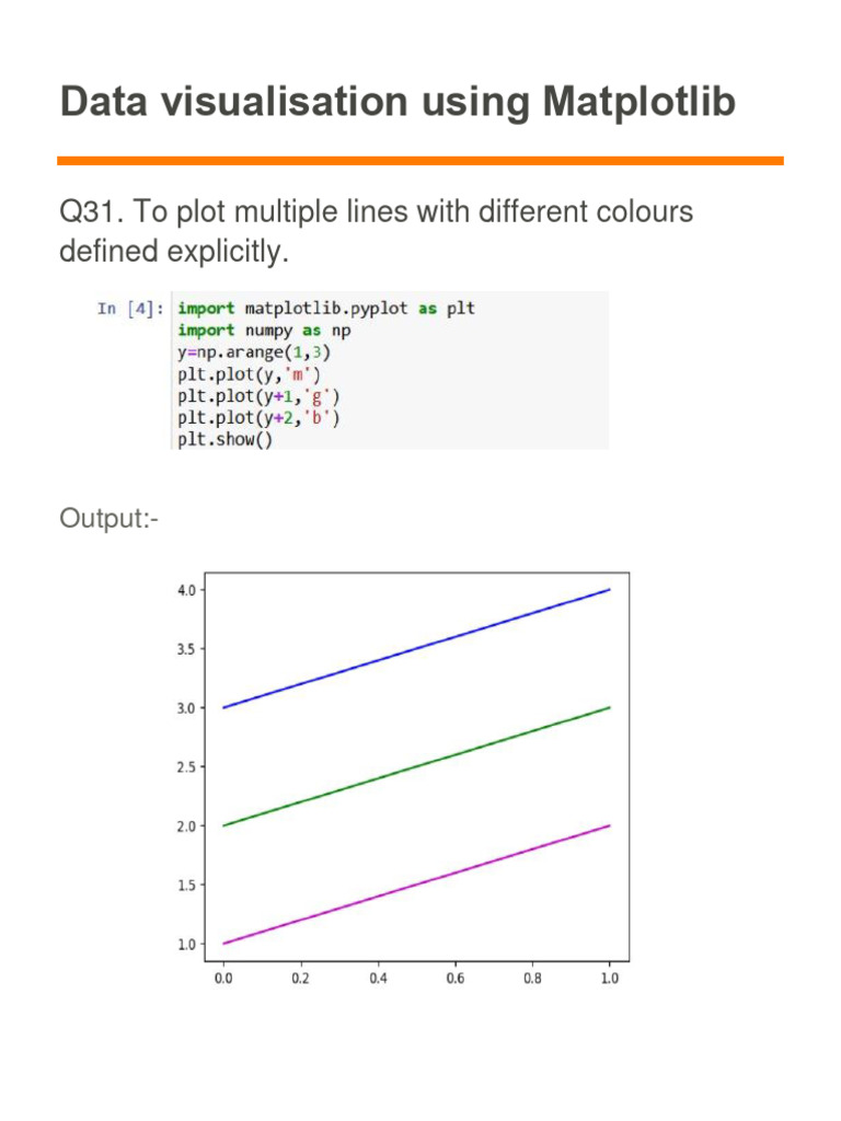 Data Visualisation Using Matplotlib Q31 To Plot Multiple Lines With