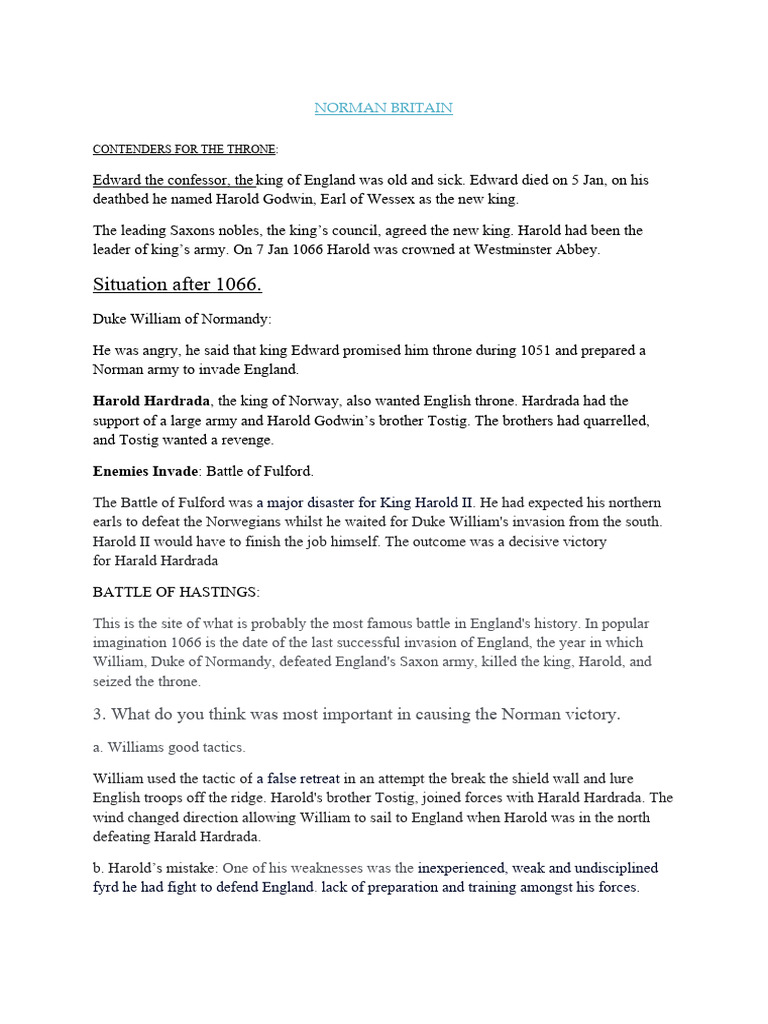 Norman Britain Notes | PDF