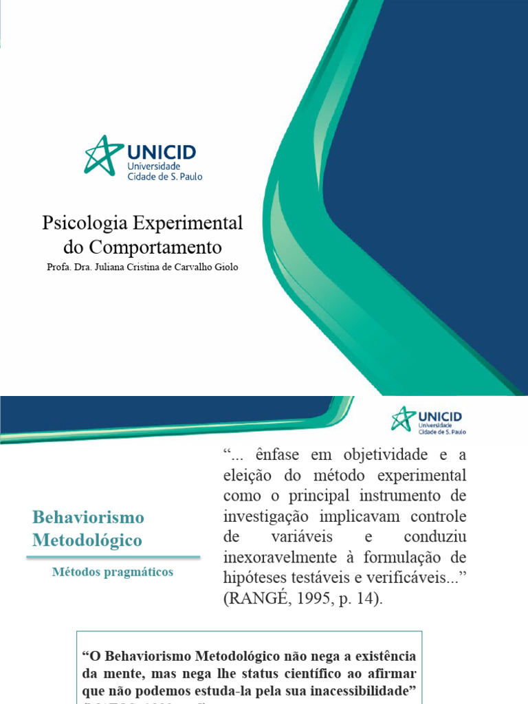 2 - Behaviorismo Metodológico e Radical | PDF | Behaviorismo | Comportamento