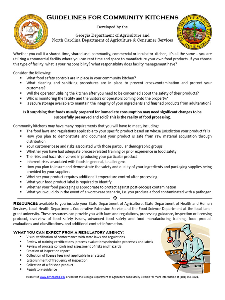 Guidelines For Operators in Community Kitchens | PDF | Food Safety ...