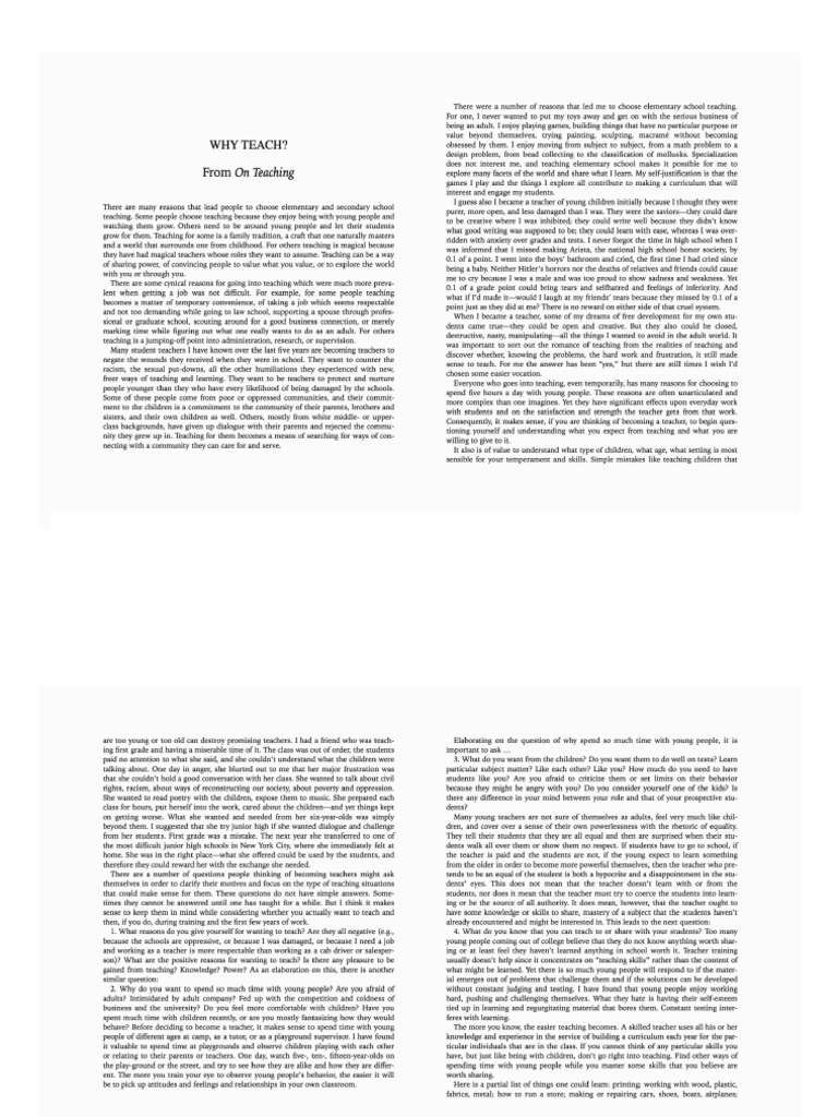 Kohl - Why Teach | PDF