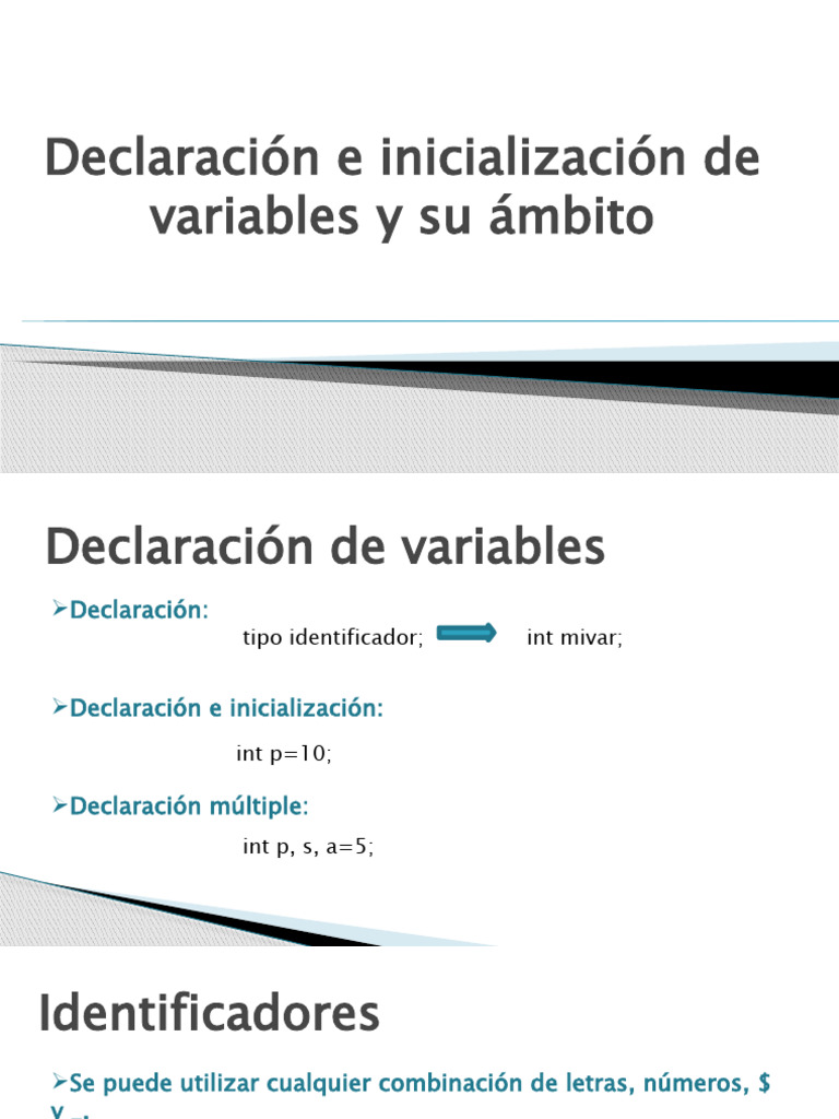Presentacion Declarar Inicializar Variables | PDF | Variable ...