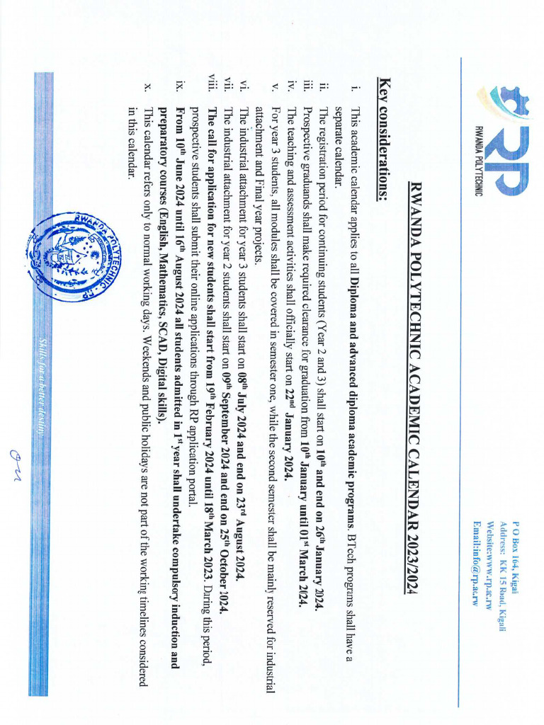 RP Academic Calendar 2023-2024 PDF | PDF