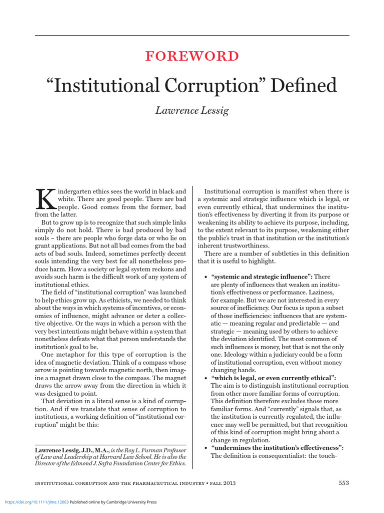 Lessing, institutional-corruption-defined | PDF