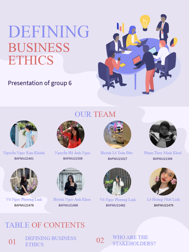Topic A Defining Business Ethics Group 6 | PDF