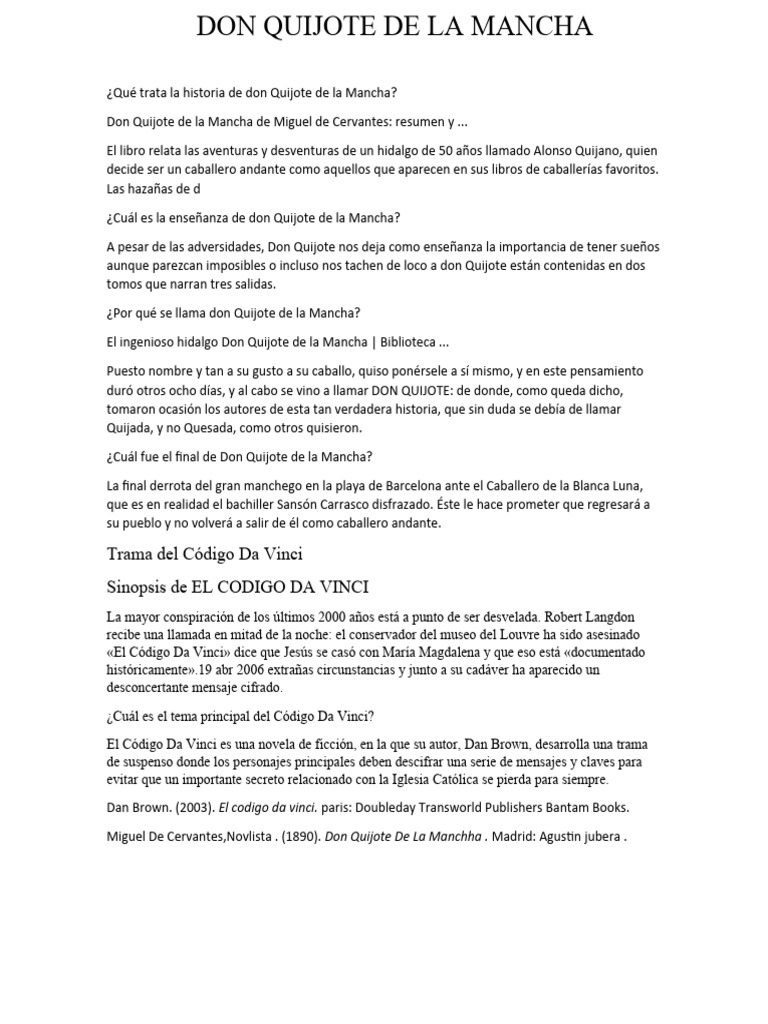 Don Quijote de La Mancha | PDF