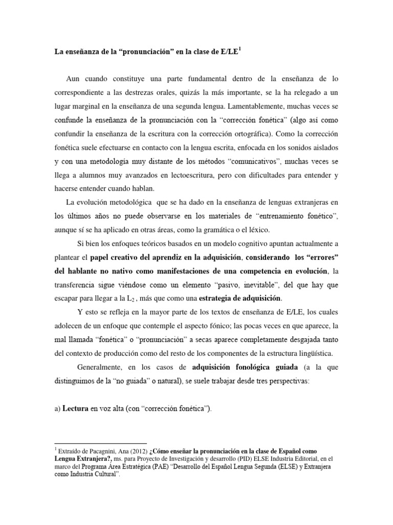 La Enseã Anza de La Pronunciaciã N en La Clase de ELSE | PDF ... La Enseã Anza de La Pronunciaciã N en La Clase de ELSE | PDF ...