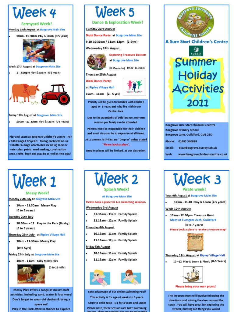 Boxgrove Children's Summer Activities | PDF | Leisure | Sports