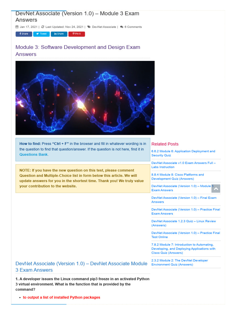 DevNet Associate (Version 1.0) - Module 3 Exam Answers PDF | PDF