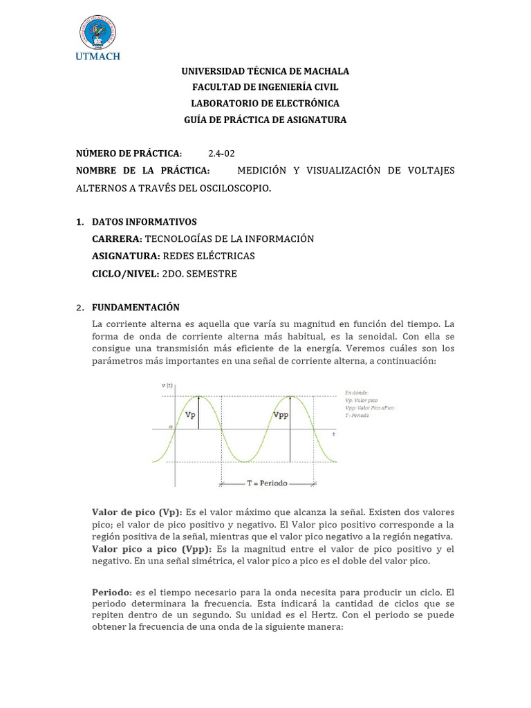 Medición de Voltajes con Osciloscopio | PDF | Energia electrica | Corriente eléctrica