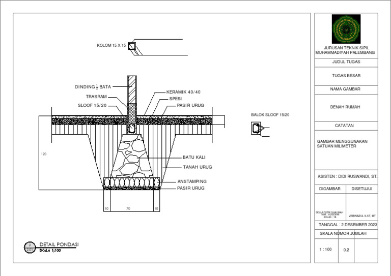 DETAIL PONDASI AUTOCAD | PDF