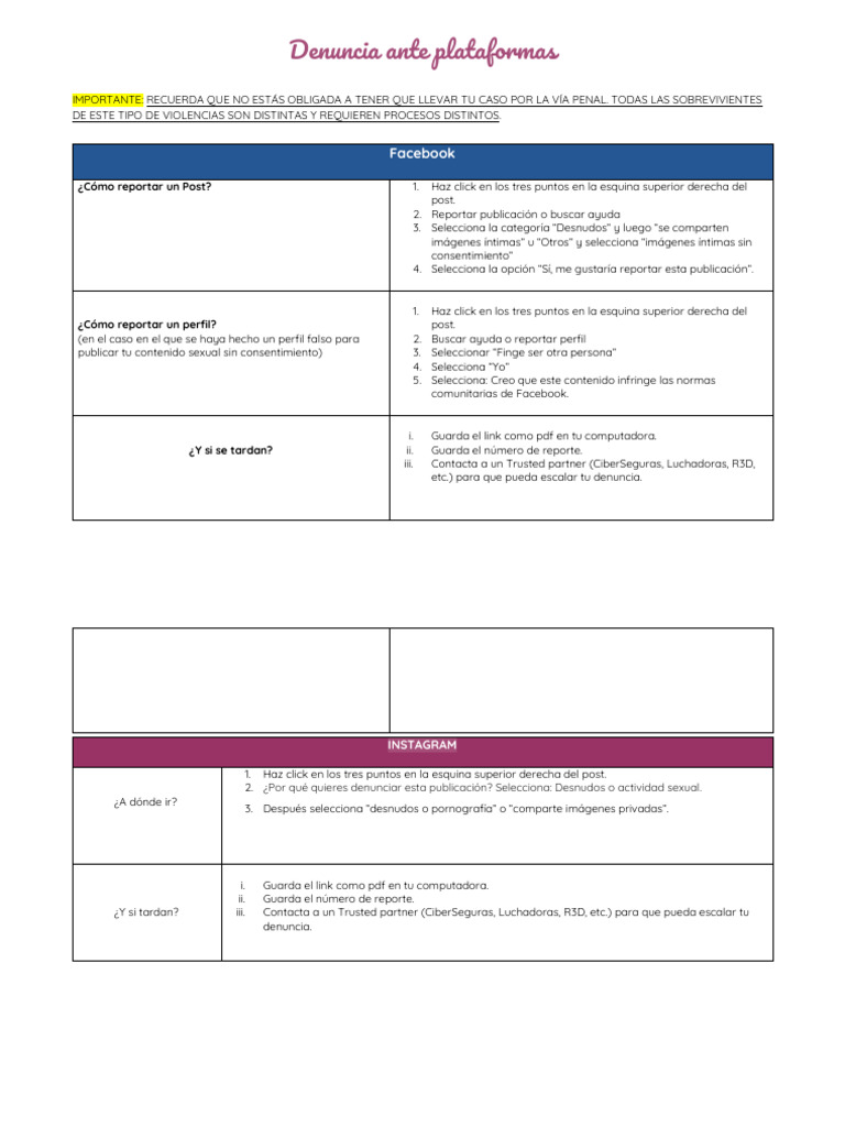 Pasos para Reportar Contenido Ante Plataformas Digitales PDF | PDF