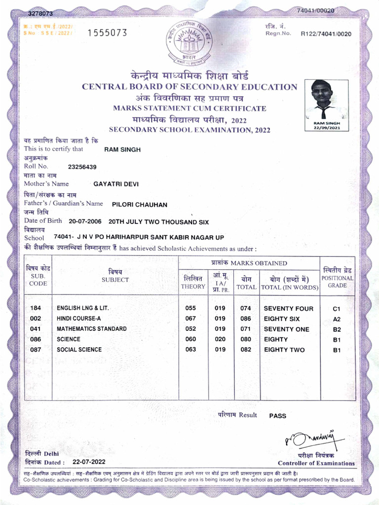 Class 10 TH Marksheet | PDF