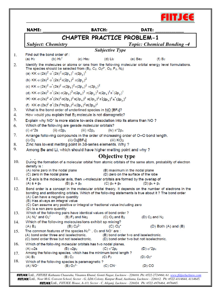 CPP 1-Chemical Bonding - 4 | PDF | Art | Science & Mathematics