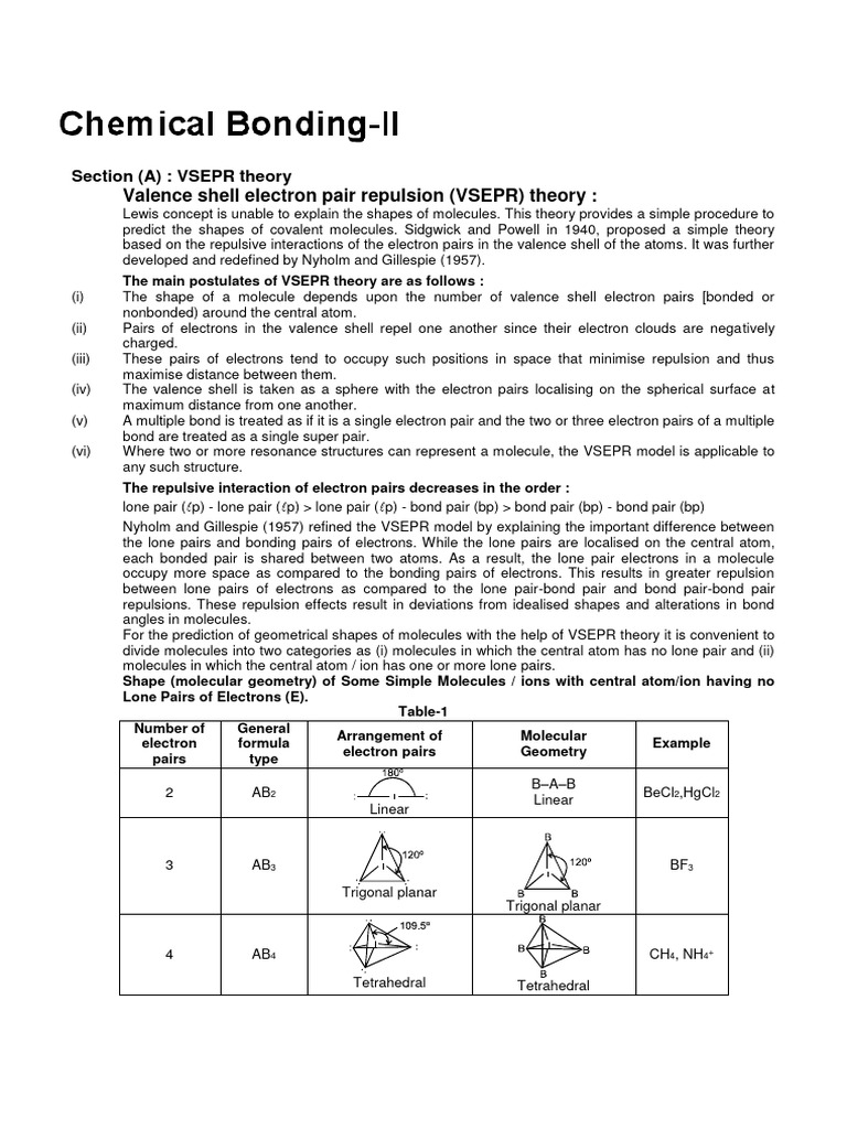 VSEPR Theory and Molecular Geometry | PDF