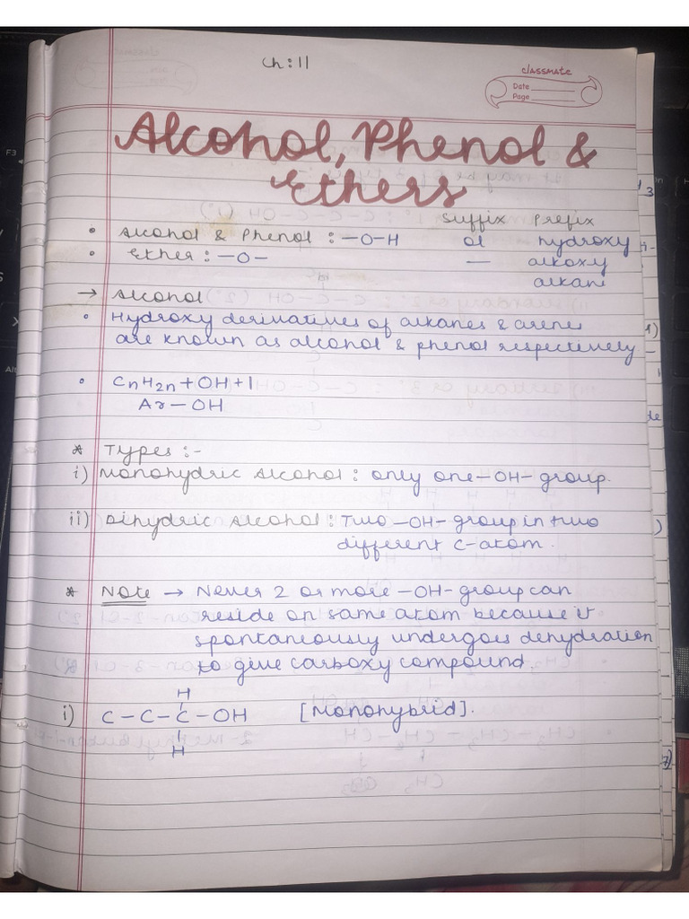 Alcohol, Phenol and Ethers PDF | PDF