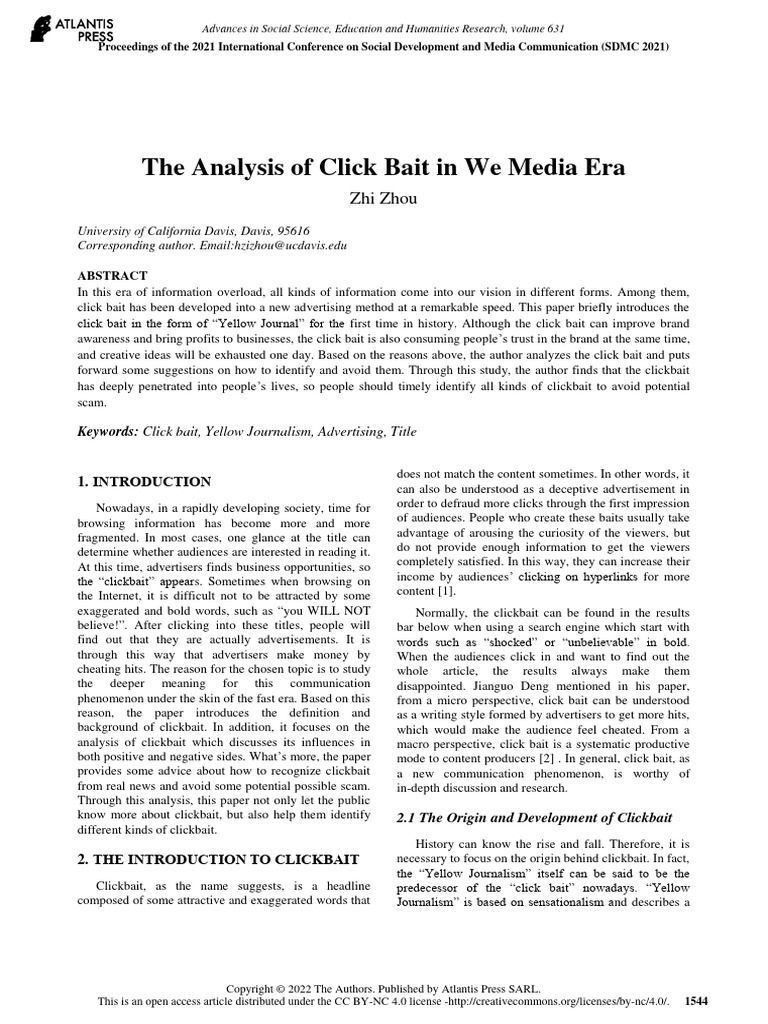 The Analysis of Click Bait in We Media Era | PDF | Social Science