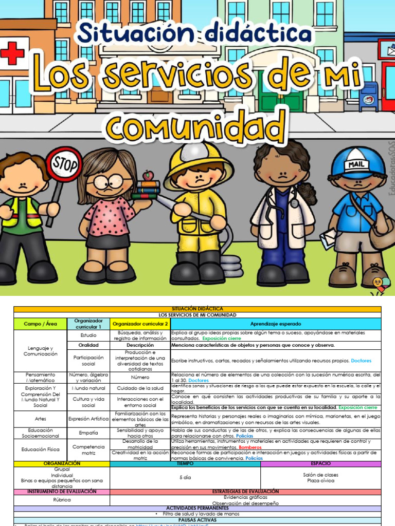 #2 Los Servicios de Mi Comunidad Mayo Situación Didáctica | PDF | Lápiz ...