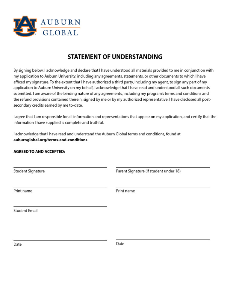 Auburn Statement of Understanding | PDF