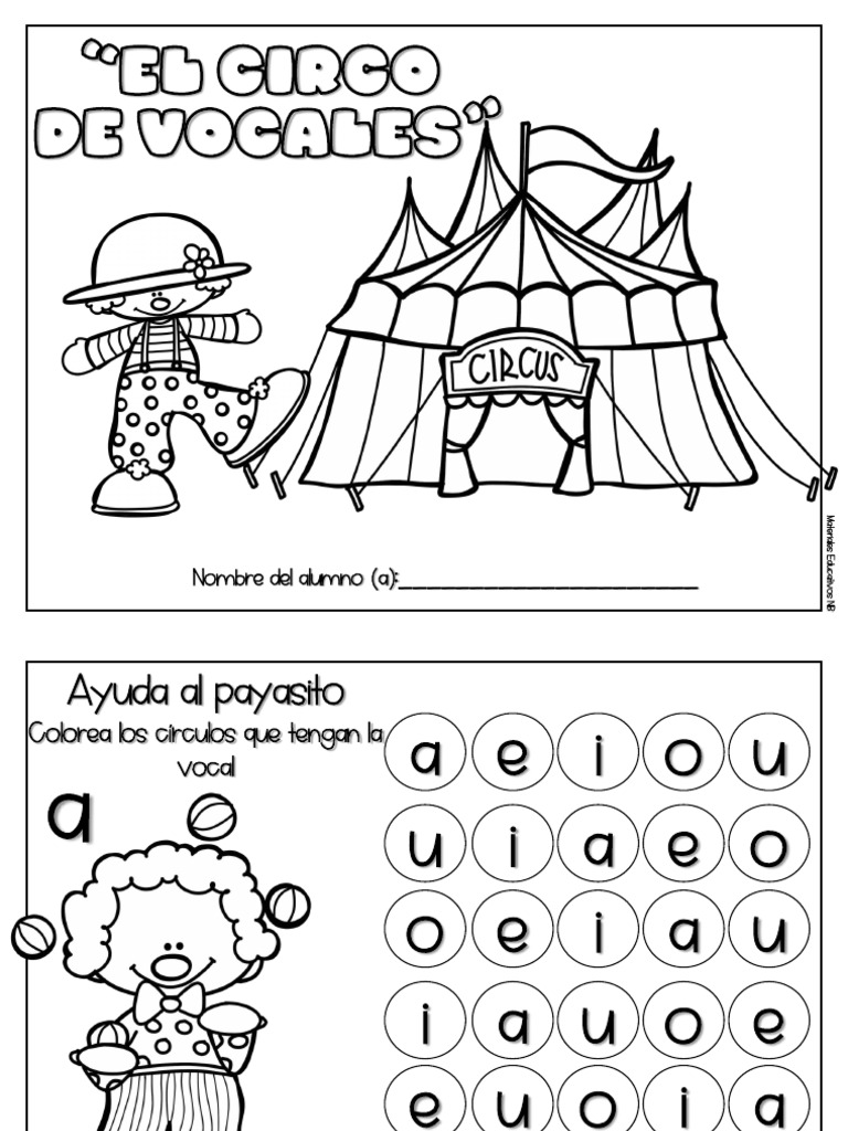 Cuadernillo El Circo de Vocales | PDF | Ortografía | Grafemas
