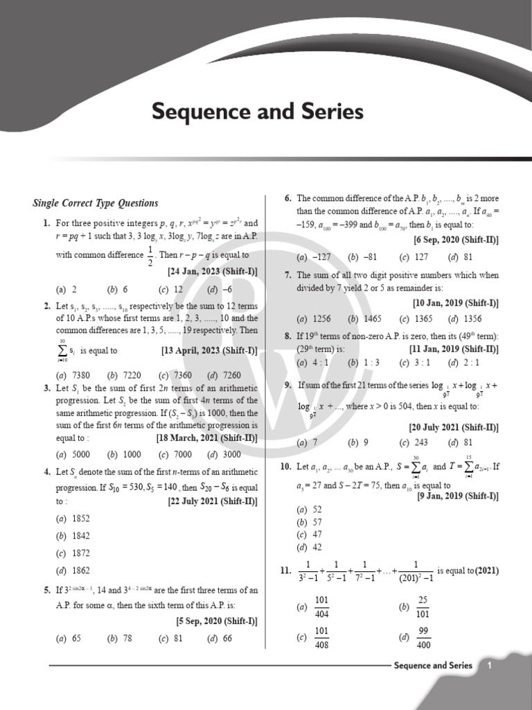 Arithmetic Sequences: Questions & Answers | PDF | Mathematical Analysis ...