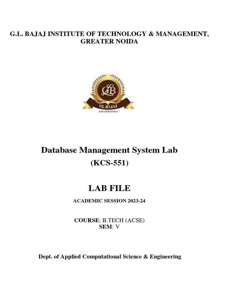 DBMS Lab File | PDF | Parameter (Computer Programming) | Databases DBMS Lab File | PDF | Parameter (Computer Programming) | Databases