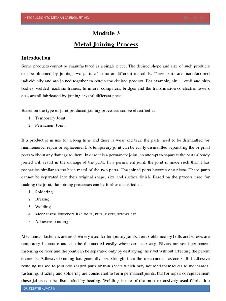 Metal Joining Processes Overview | PDF