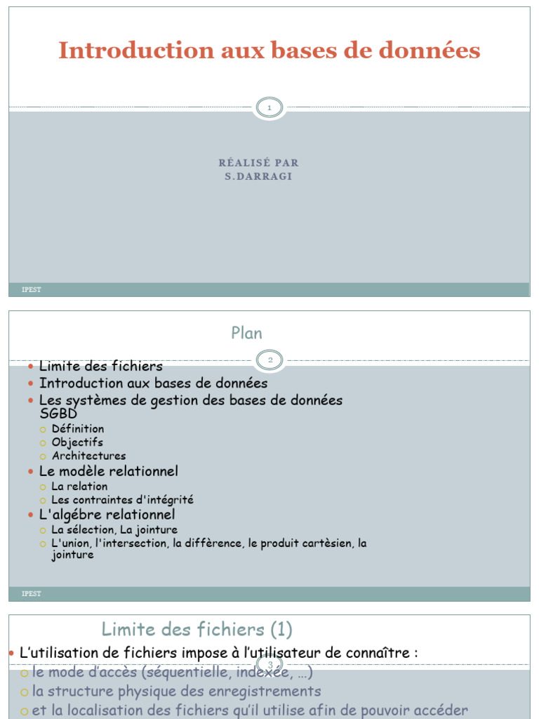 Introduction Aux Bases de Données | PDF Introduction Aux Bases de Données | PDF